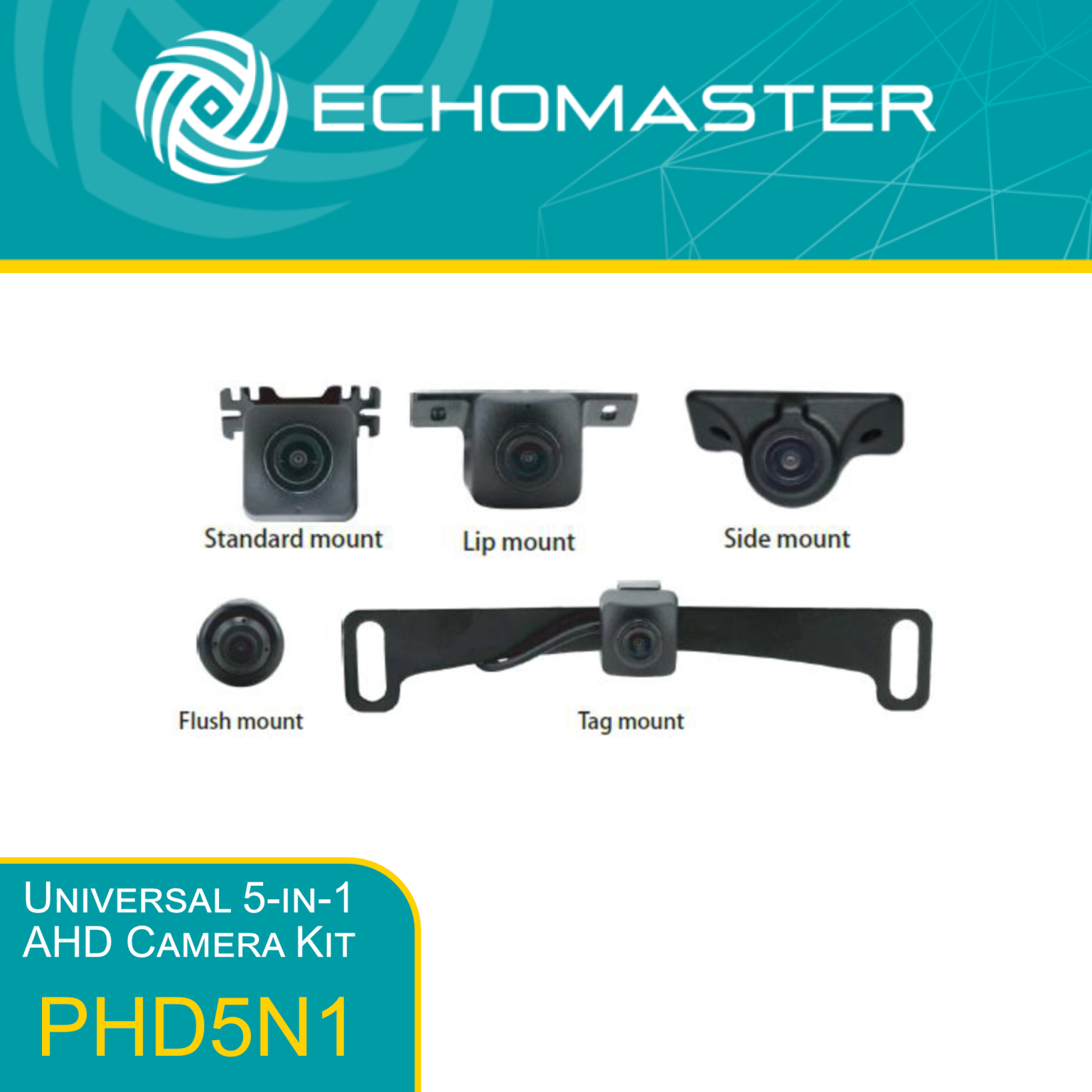 Echomaster AHD/CVBS Universal 5IN1 Camera Kit